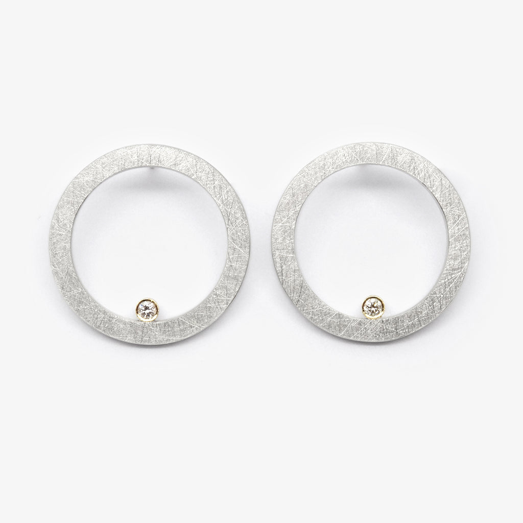 LARGE KUBO STUDS - SILVER + DIAMONDS – ORRO